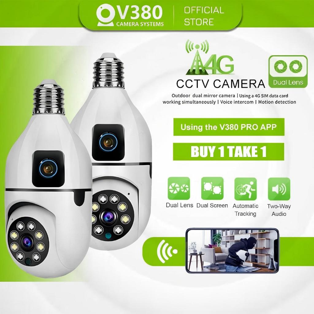 CCTV Bulb Camera Dual Lens 50MP Auto Track Night Vision 5K PTZ Control ...