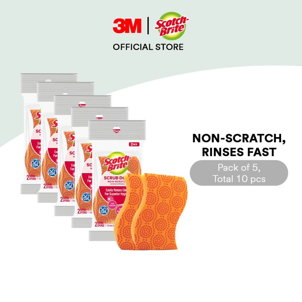 [BUNDLE OF 5] 3M™ Scotch-Brite® Non-Scratch Scrub Dots, Rinses Fast and ...