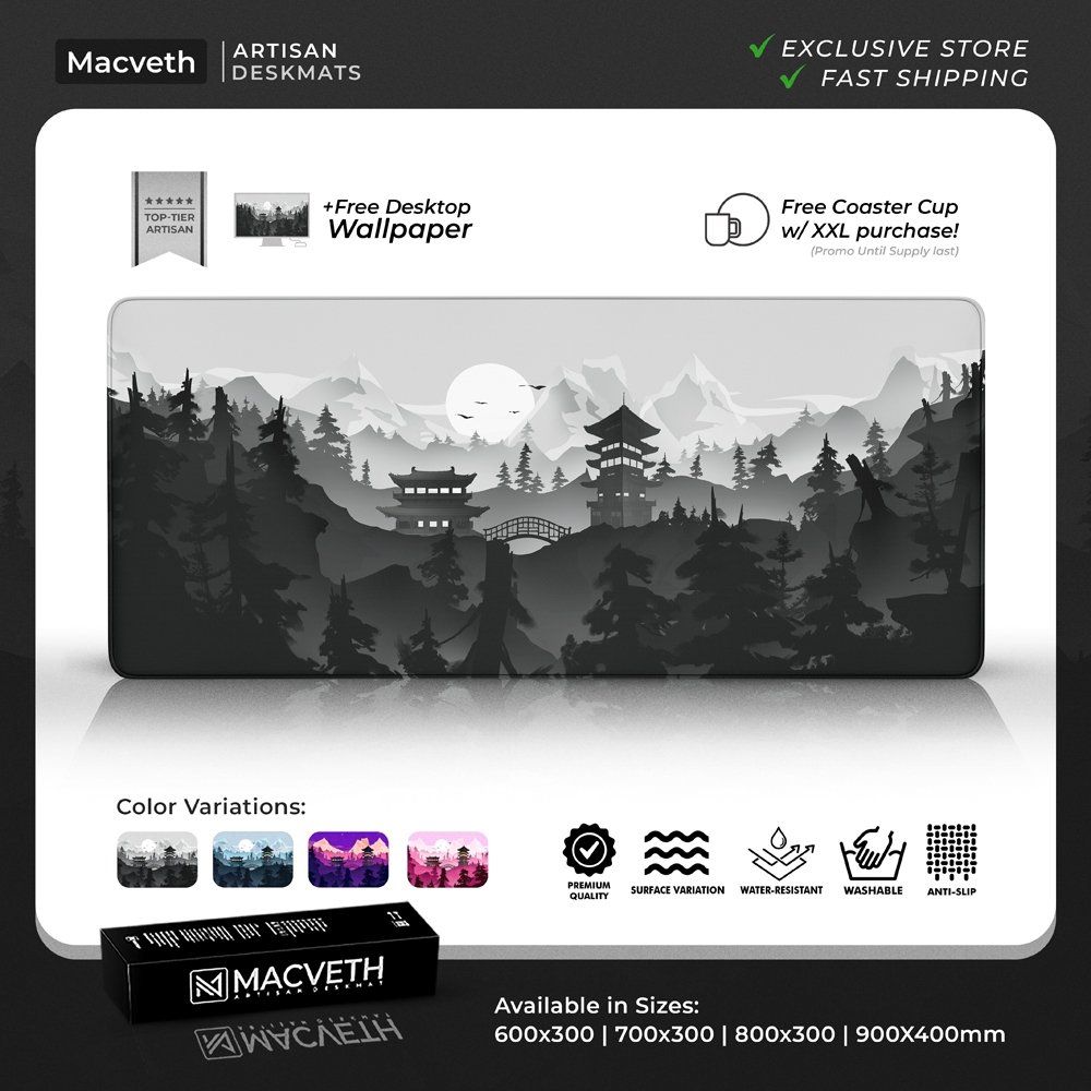 Macveth Mousepad | LostTemple Mono Deskmat | Extended Large Gaming ...