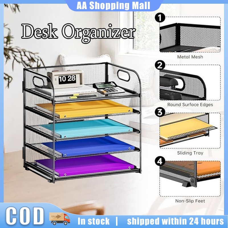 5 Layer Desk File Organizer Desktop Document Shelf Paper Letter Tray ...