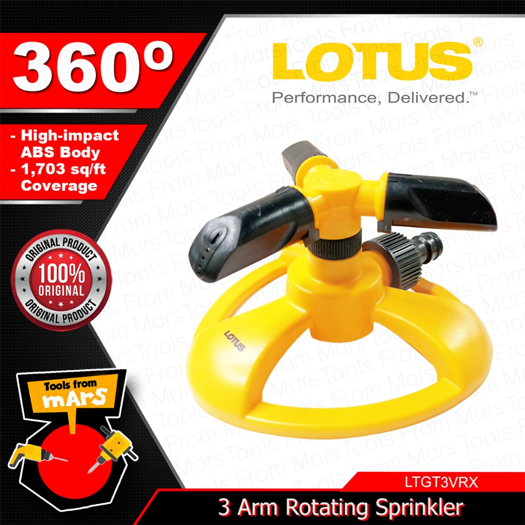 Lotus Garden 3 Arm Rotating Sprinkler LTGT3VRX Adjustable Spray Tips ...