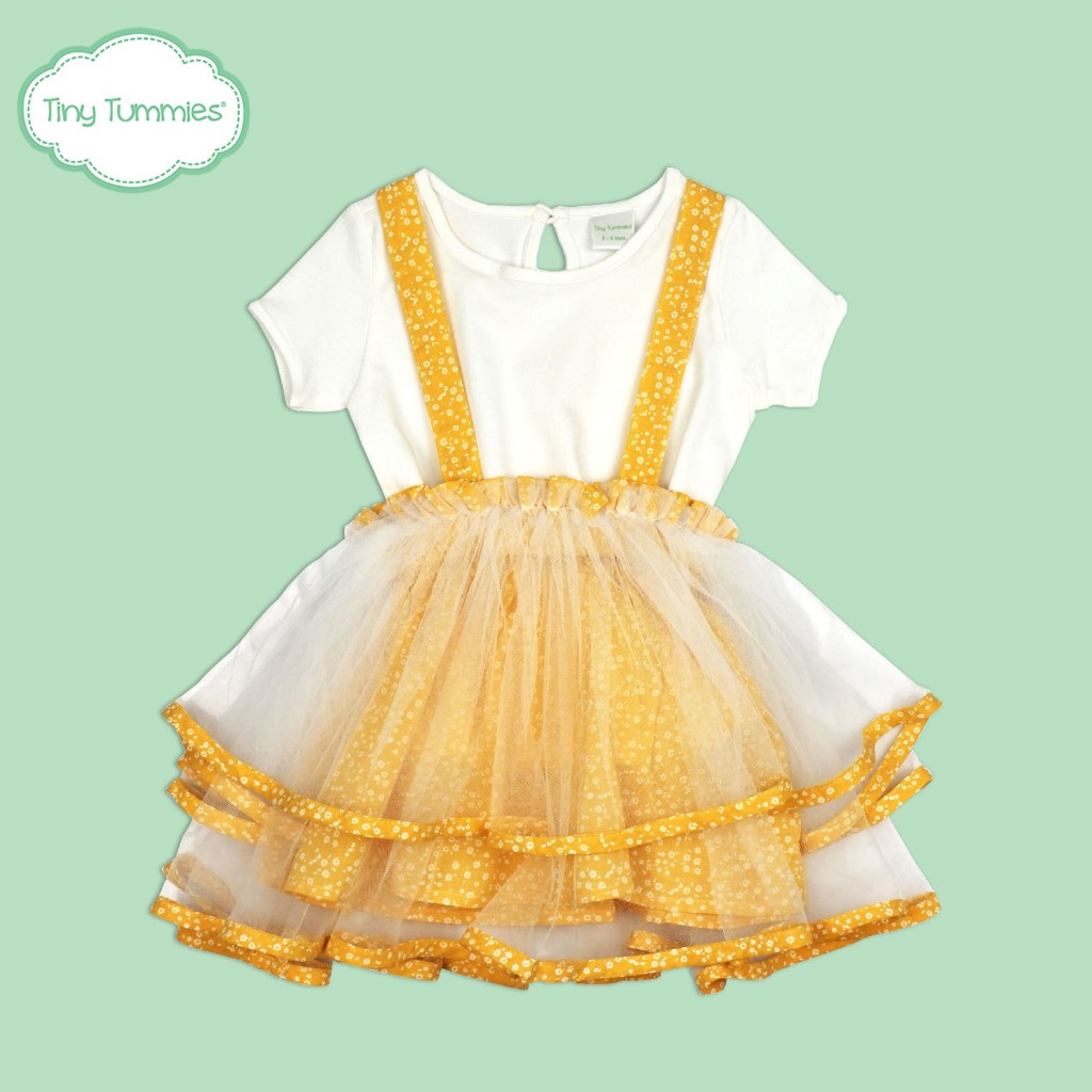 Tiny Tummies Blouse with Jumpsuit Set White & Mustard Floral Pattern ...