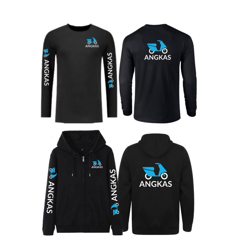 Angkas Longsleeves DrifitShirt & Hoodie Jacket w/ sizes front&backprint ...