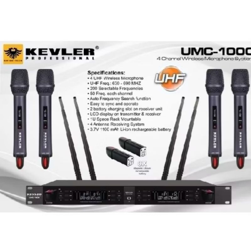 Kevler UMC-1000 4 UHF Wireless Microphone | Shopee Philippines