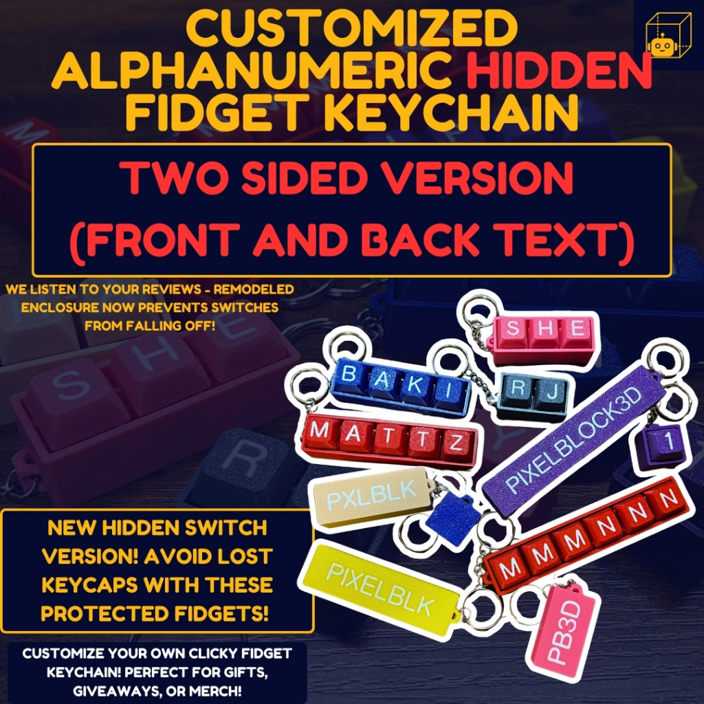 PixelBlock3D HIDDEN TWO SIDED Custom Fidget Keys Keyboard Keychain ...