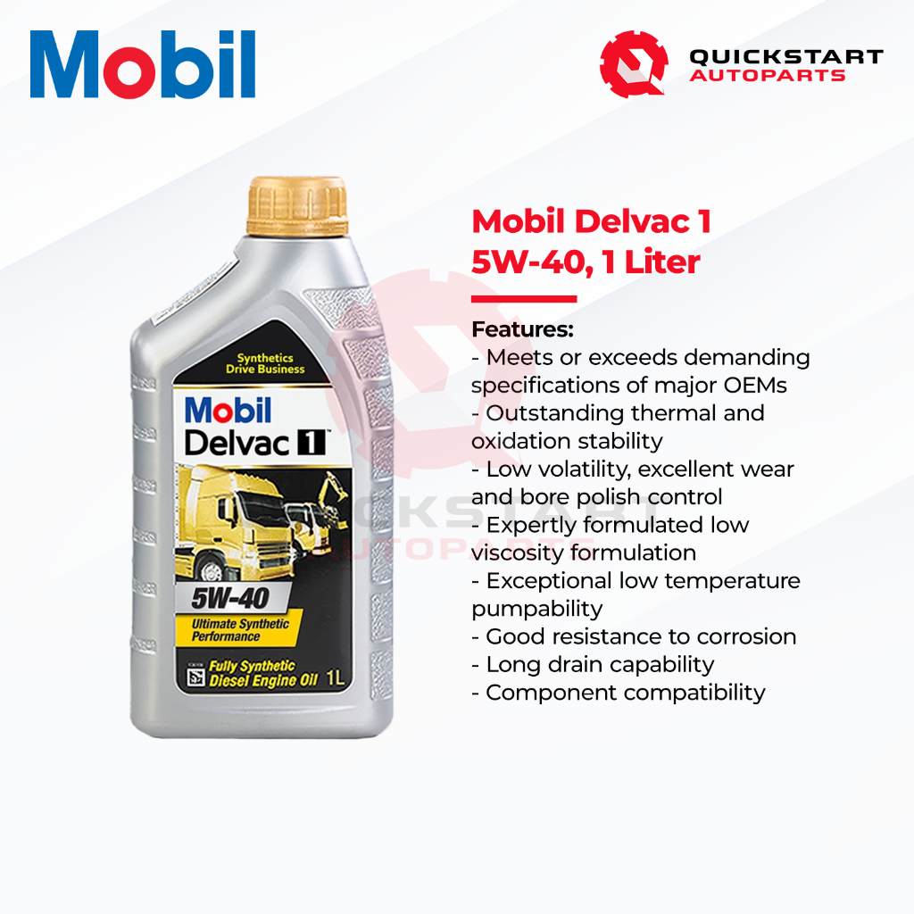MOBIL 5W-40 Delvac 1 Fully Synthetic Diesel Oil 1 Liter | Shopee ...