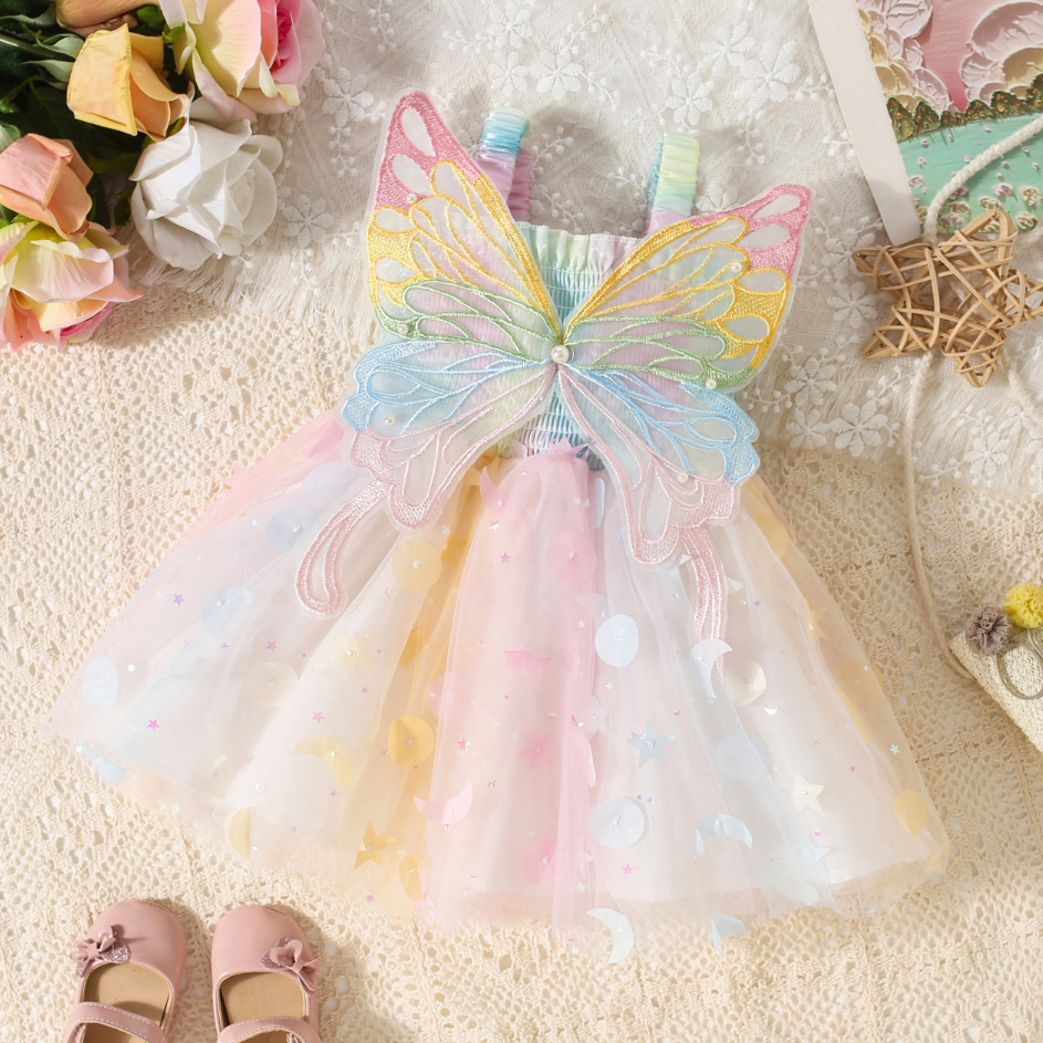Infant Baby Princess Dress Wings Birthday Party Dress Gradient Fairy ...
