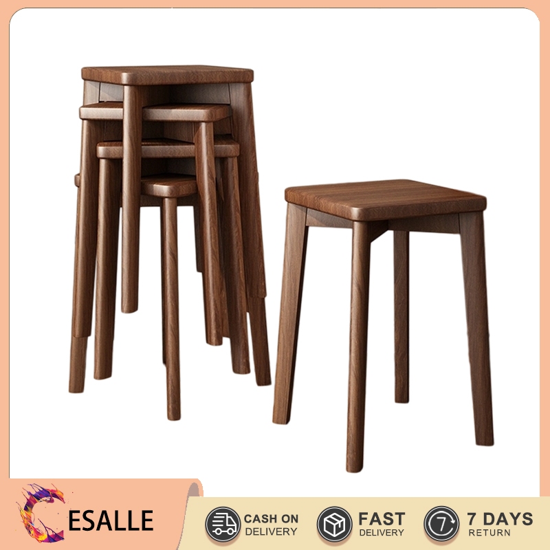 Solid wood stool dining bar chair stool small square wooden stool home ...