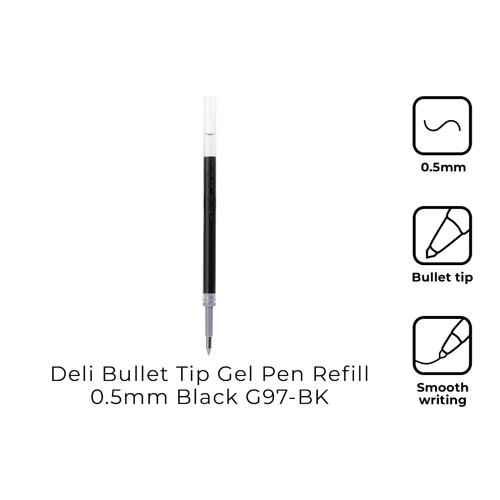 Deli G97-BK Bullet Tip Gel Pen Refill 0.5mm | Shopee Philippines