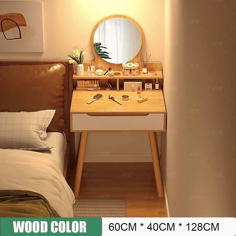 60cm Dressing Table with Mirror | With Drawers Vanity Desk Space-Saving ...