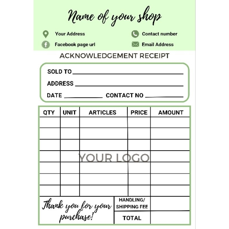 customized personalized receipt 50 to 100 sheets per pad | Shopee ...