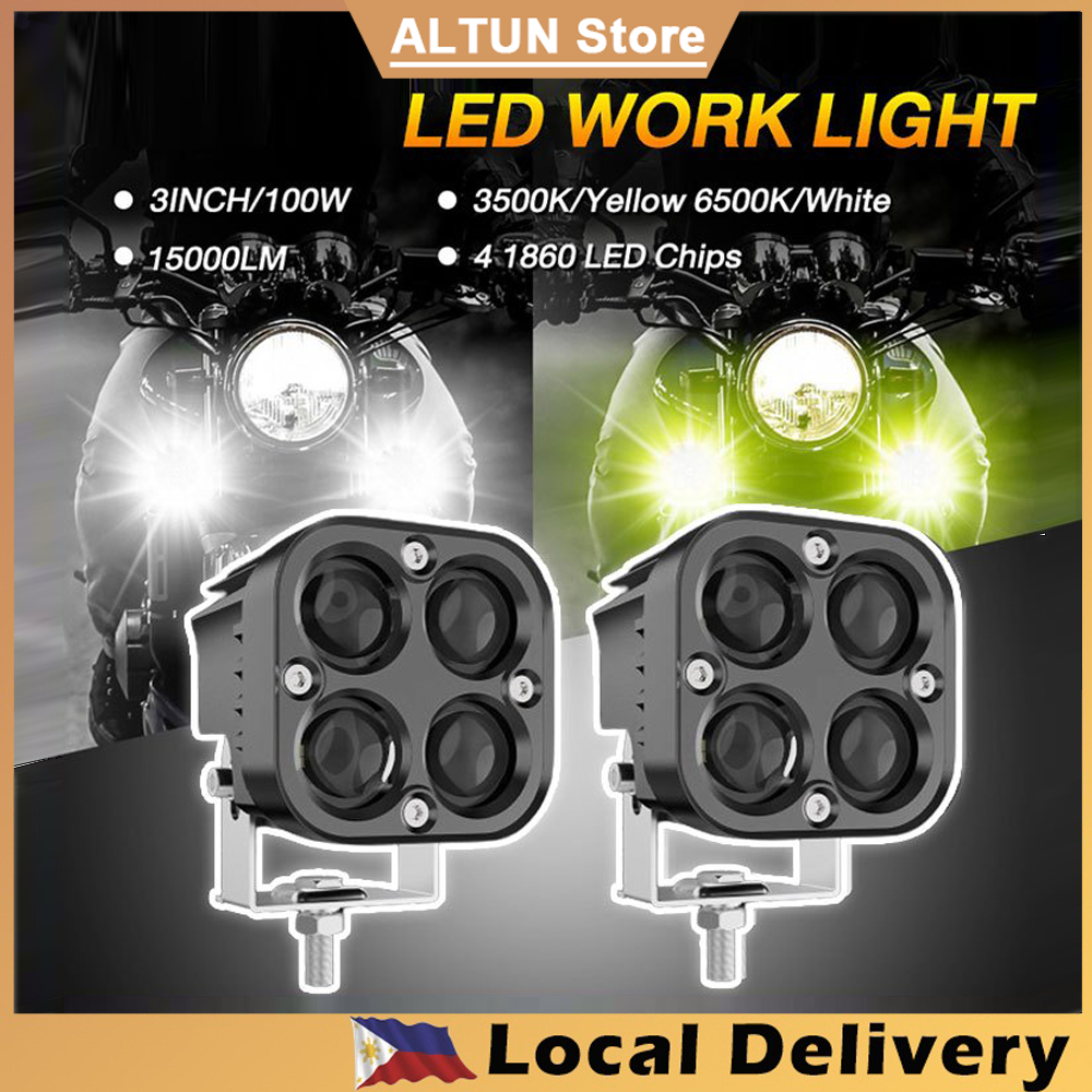 2PC 100W LED driving light Waterproof Headlight Fog light bicolor Work ...