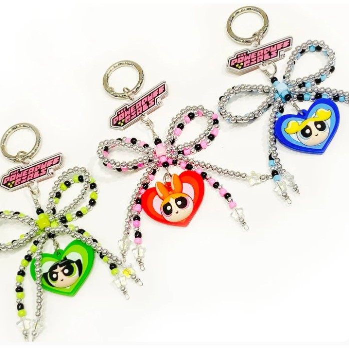 MINISO The Powerpuff Girls Collection Beaded Bow Keychain | Shopee ...
