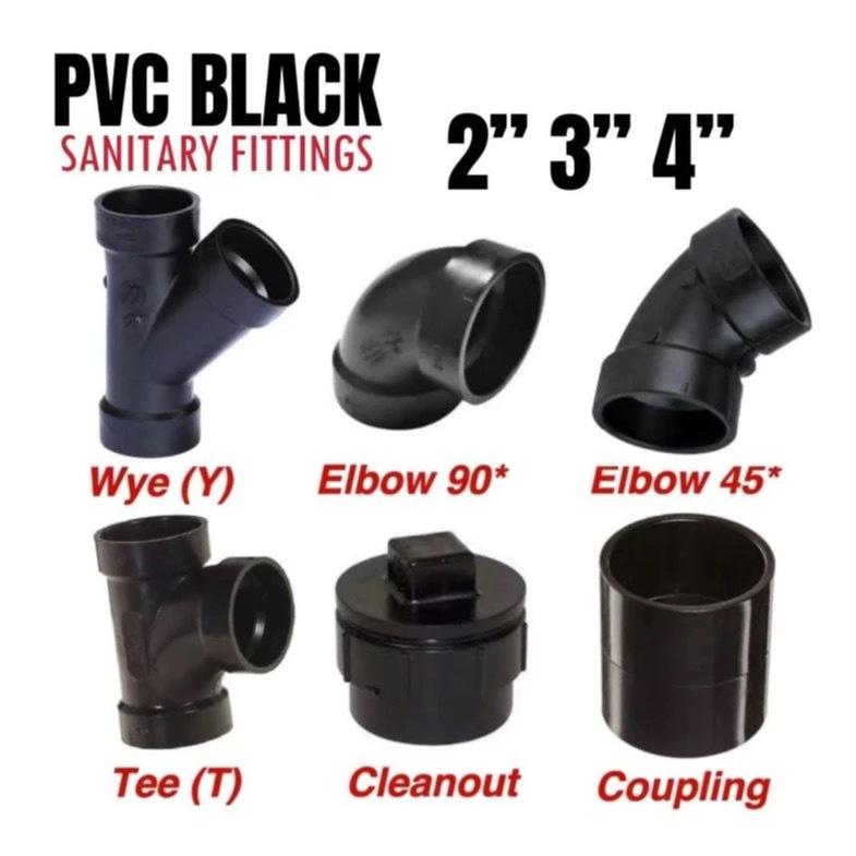 BLACK PVC TEE WYE REDUCER 2X2 3X3 4X4 3X2 3X4 2X4 | Shopee Philippines