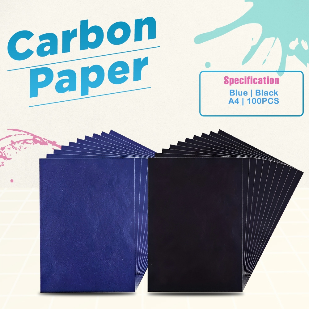 100 sheets Carbon Paper A4 Size Multi Use Tracing Paper Black & Blue ...