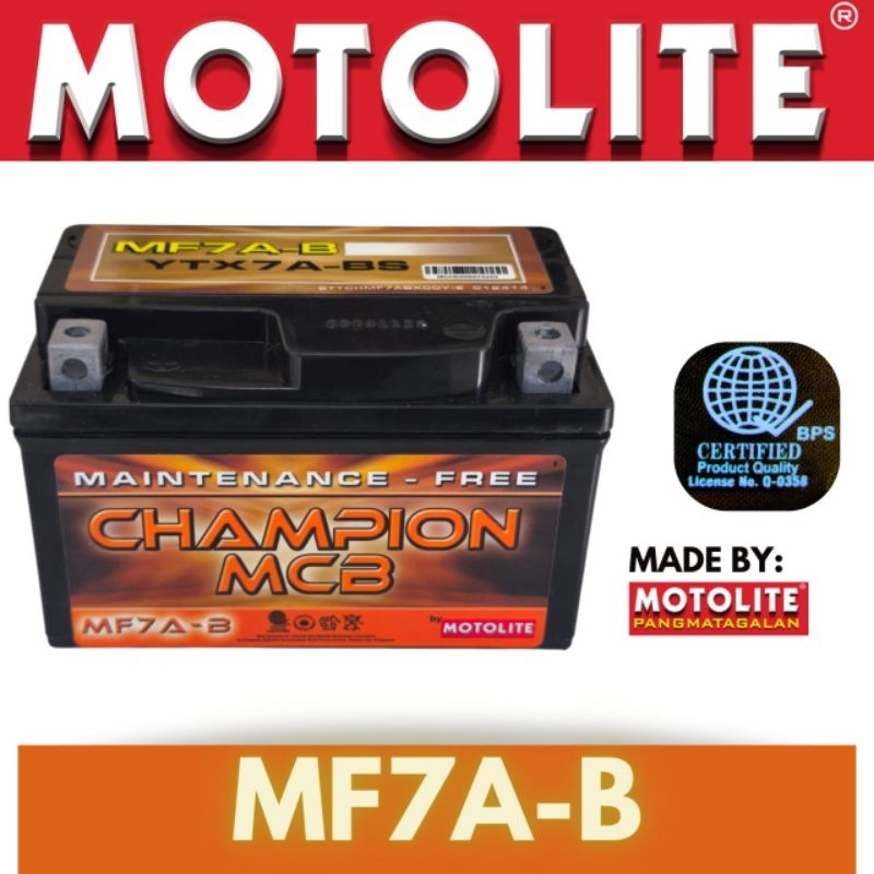 MF7A-B YTX7A- CHAMPION MOTORCYCLE BATTERY (HONDA XLR,MOTORSTAR MSX ...