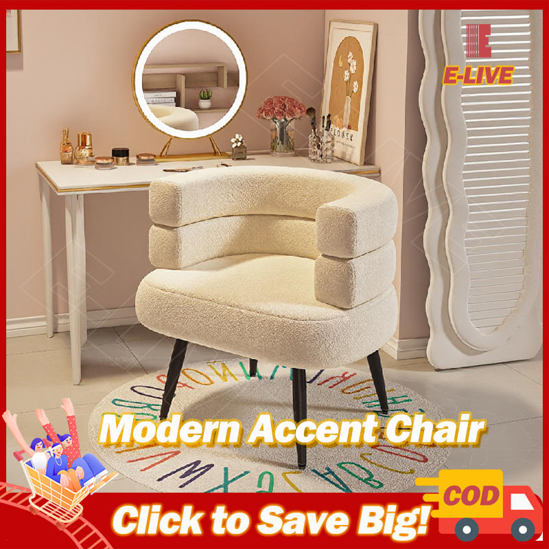 Modern Accent Lambhair Chairs Comfy Upholstered Vanity Chairs for ...