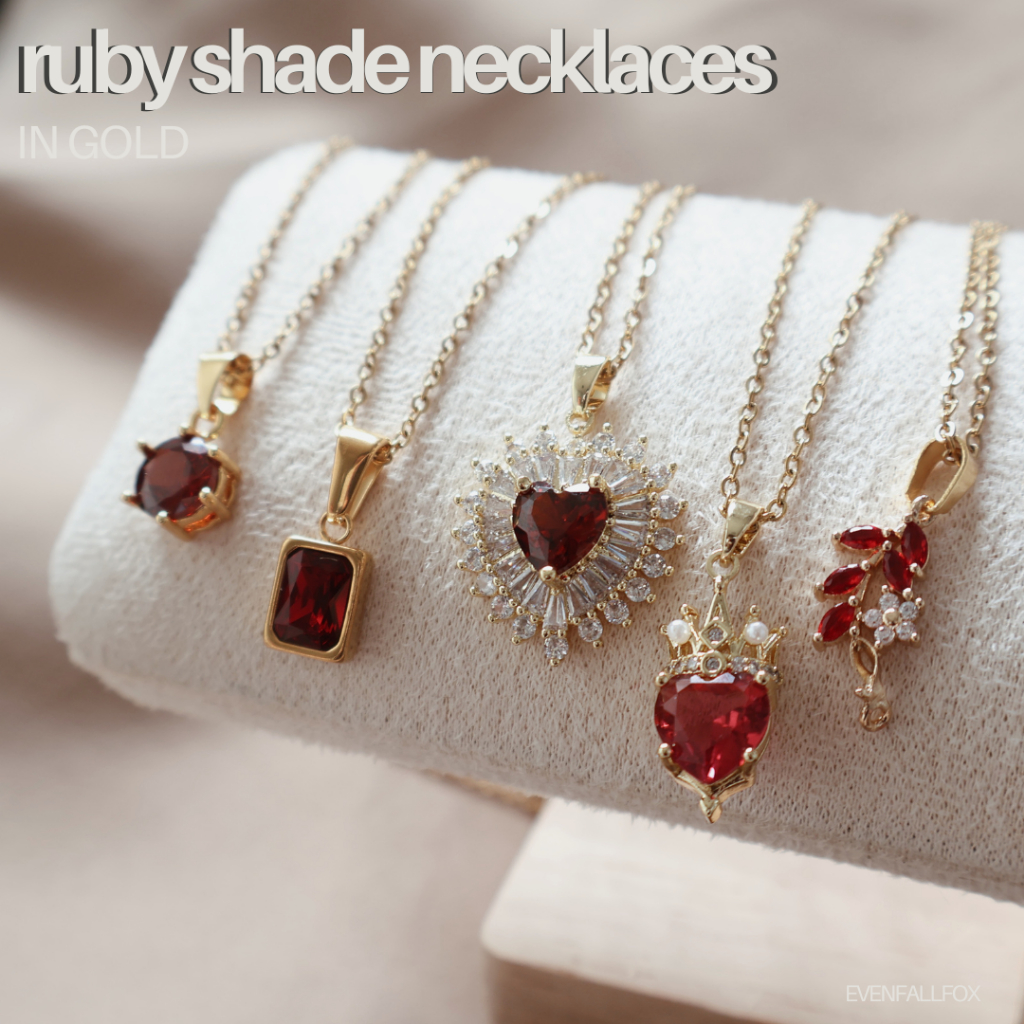 𝐑𝐔𝐁𝐘 𝐍𝐄𝐂𝐊𝐋𝐀𝐂𝐄𝐒 Gold Plated Vampire Gothic Classy Red Ruby Necklaces ...