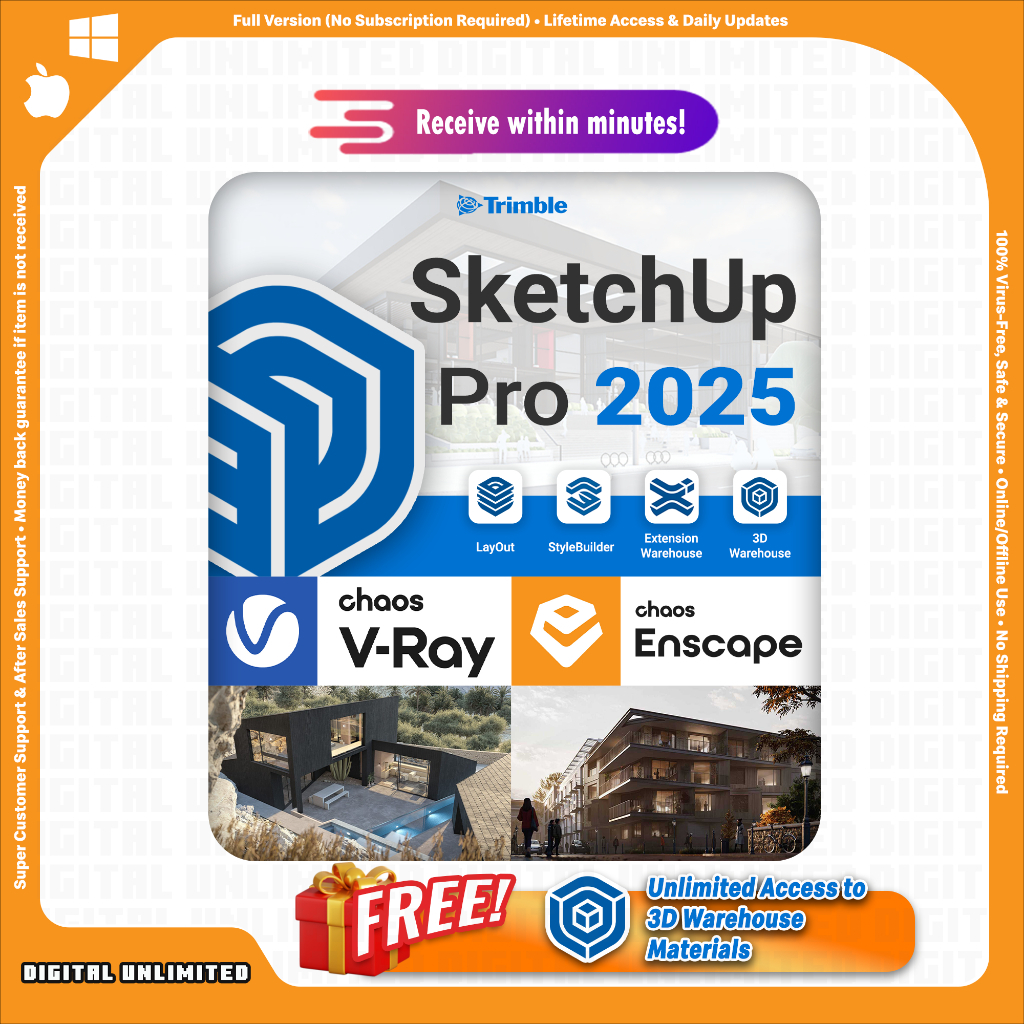 CodeFlow SketchUp Pro 2025 • Chaos V-Ray 7 • Chaos Enscape 4.4 Latest ...