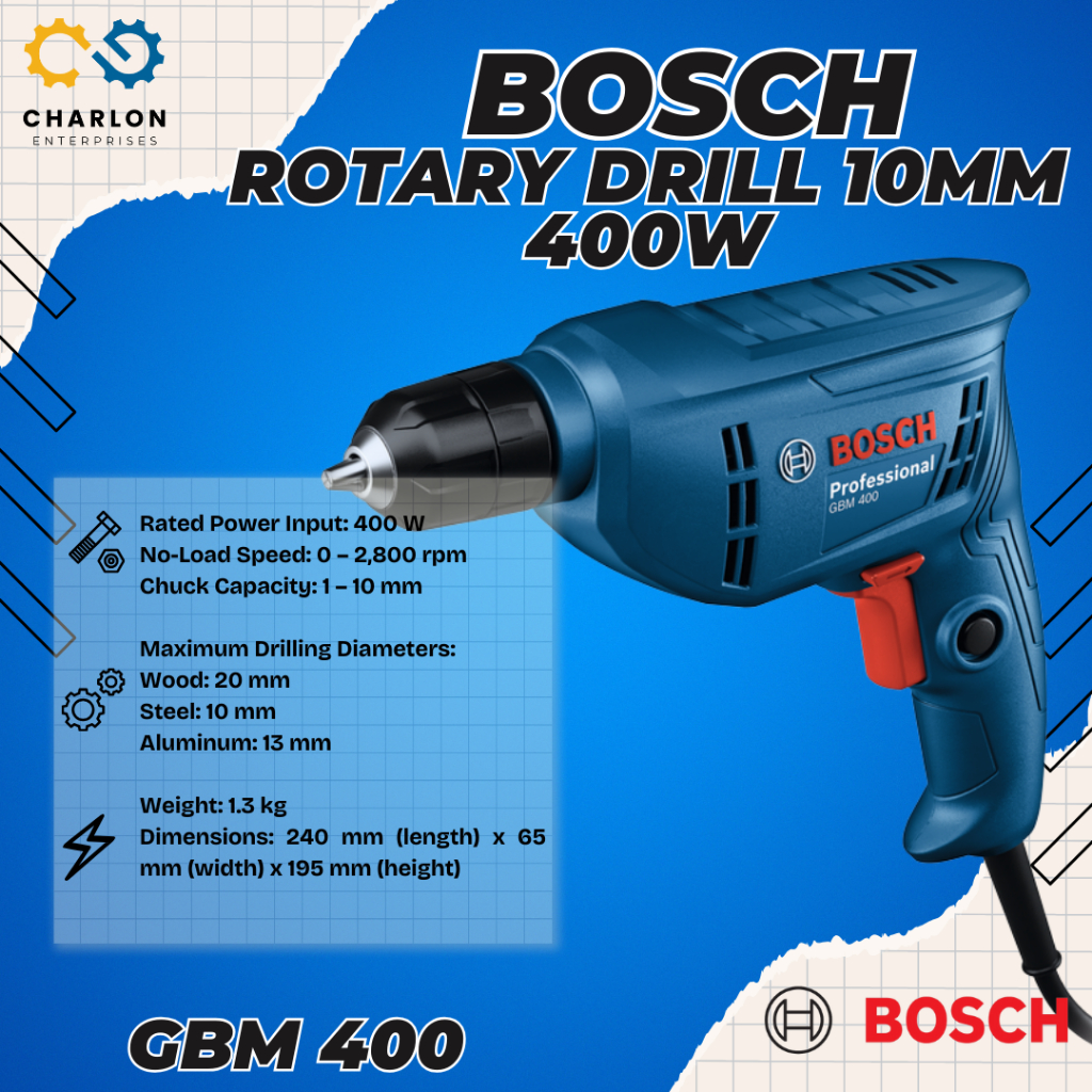 GBM 400 BOSCH ROTARY DRILL 10MM 400W | Shopee Philippines