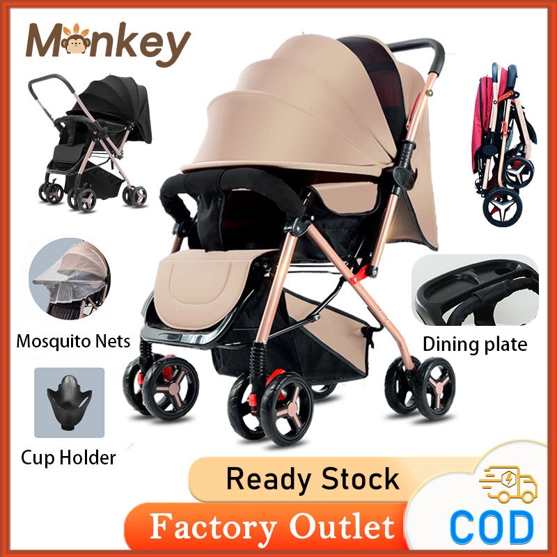 Monkey Stroller for baby Two-way Facing Foldable Stroller Travel Lie ...
