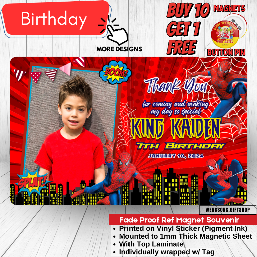Birthday Ref Magnet Souvenir ATM Size(Boy) | Spiderman Paw Patrol Lego ...