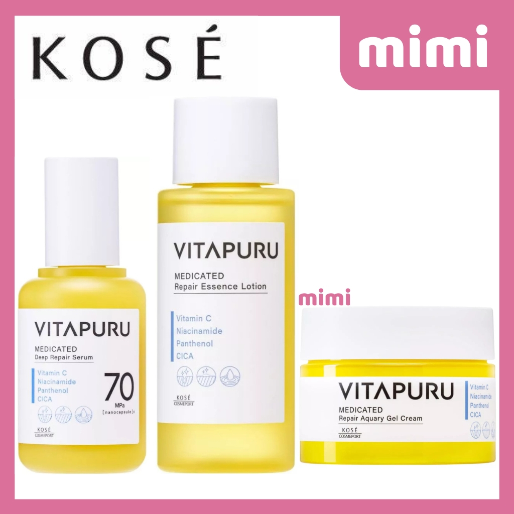 KOSE VITAPURU Medicated Repair Washing foam/ Essence Lotion/ Serum ...