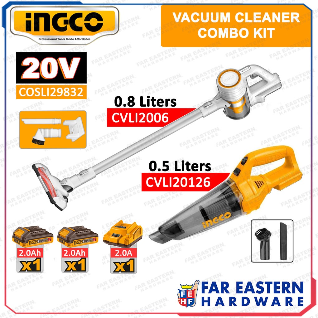 INGCO COMBO KIT Cordless Vacuum Cleaner 20V COSLI29832 INCOM | Shopee ...