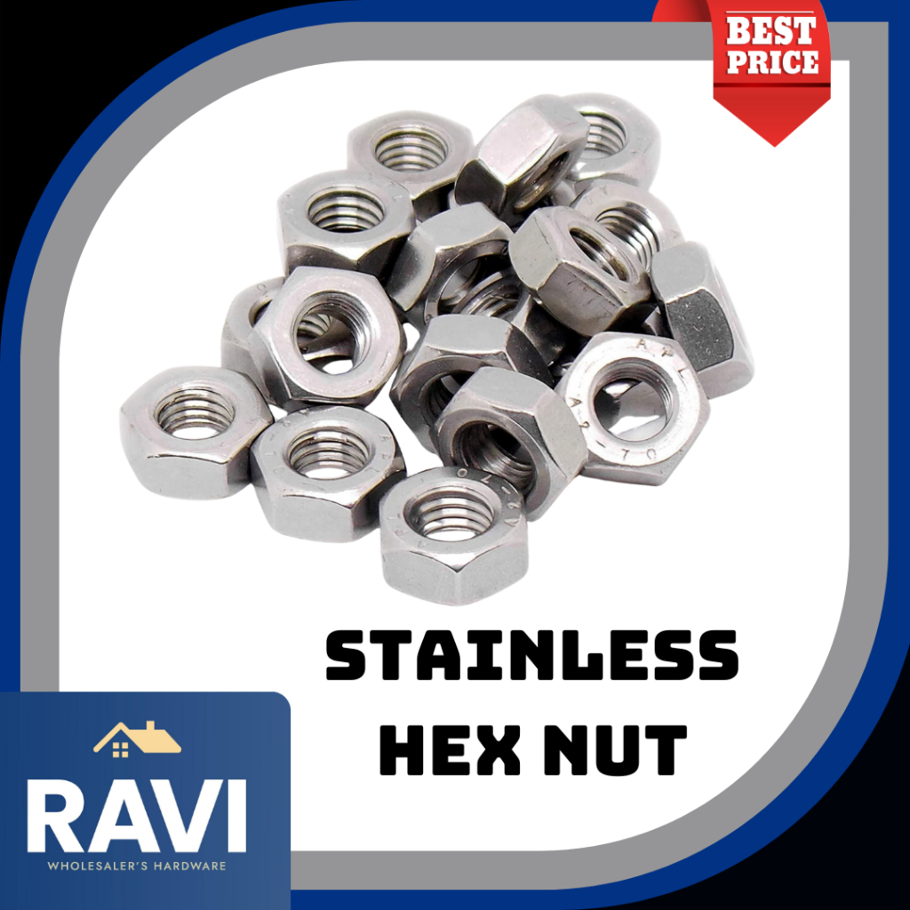 Stainless Hexagonal Hex Nut 4mm 5mm 6mm 8mm 50 pcs Package | Shopee ...