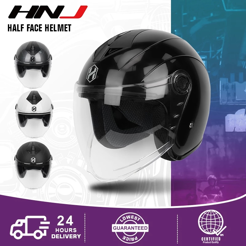 HNJ A4-007 Motorcycle Helmet Half Face For Woman Man Couple Helmet ...