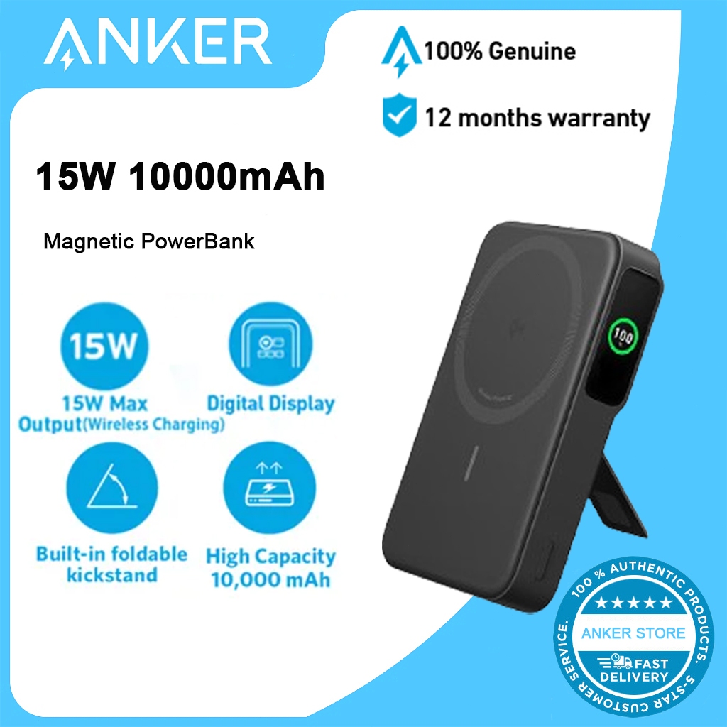 Anker MagGo Power Bank Qi2 Certified 15W 10000mAh Ultra-Fast Portable Charger Smart Display ...