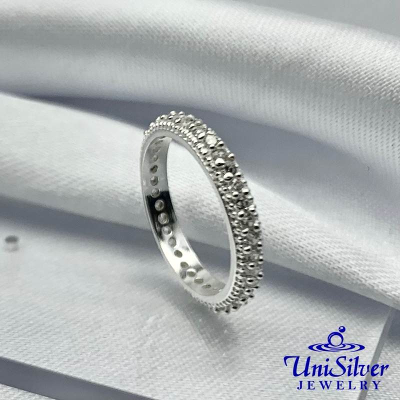 Unisilver 925 Sterling Silver Cubic Zirconia Lady's Band Ring (RS786 ...