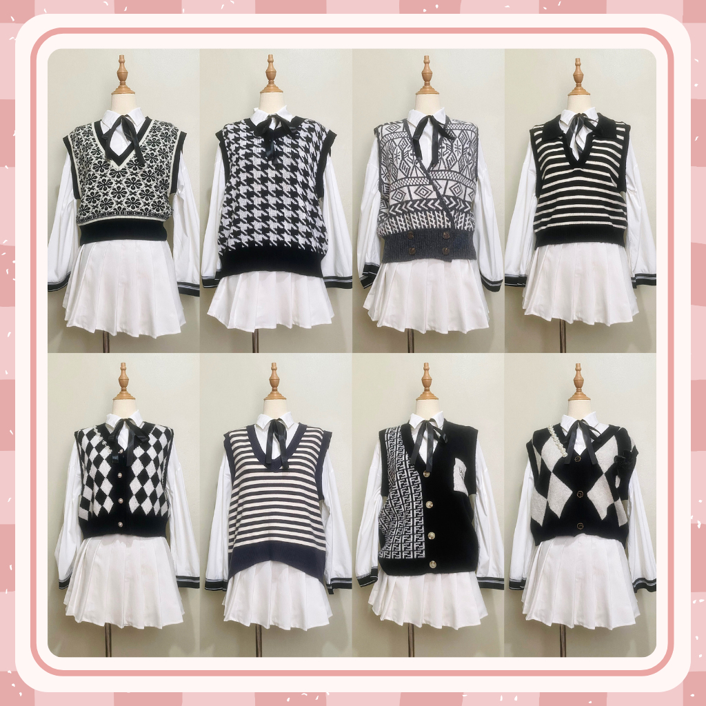 TRENDY KNITTED VEST • KOREAN KNITTED VEST • SOFT PLAID VEST • BUTTON UP ...