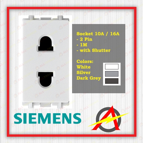SIEMENS Universal 2 Pin | Flat 2 Pin Socket with Frame Set and Shutter ...