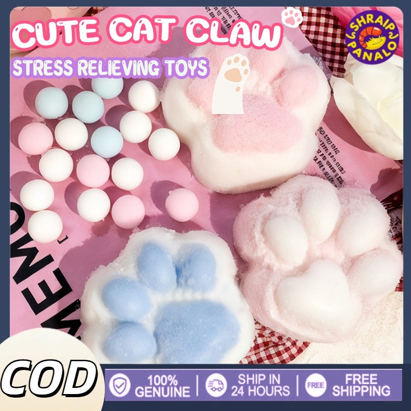 Kawaii Cat Squishy Toy Plush Cat Paw Stress Relief Squeeze Toy Mini ...