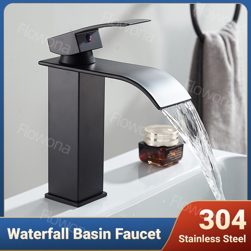 Black Faucet with Hose for Bathroom Lababo – Matte Sink Faucet Hot Cold ...