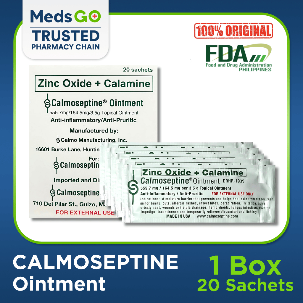 Calmoseptine Ointment - 1 Box x 20 Sachet (Zinc Oxide Calamine ointment ...