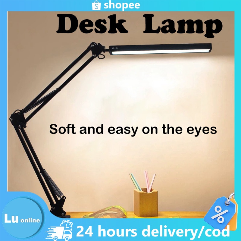 【COD&READY】Desk Lamp Long Arm Table Lamp Working Clip-on Study Lamp For ...