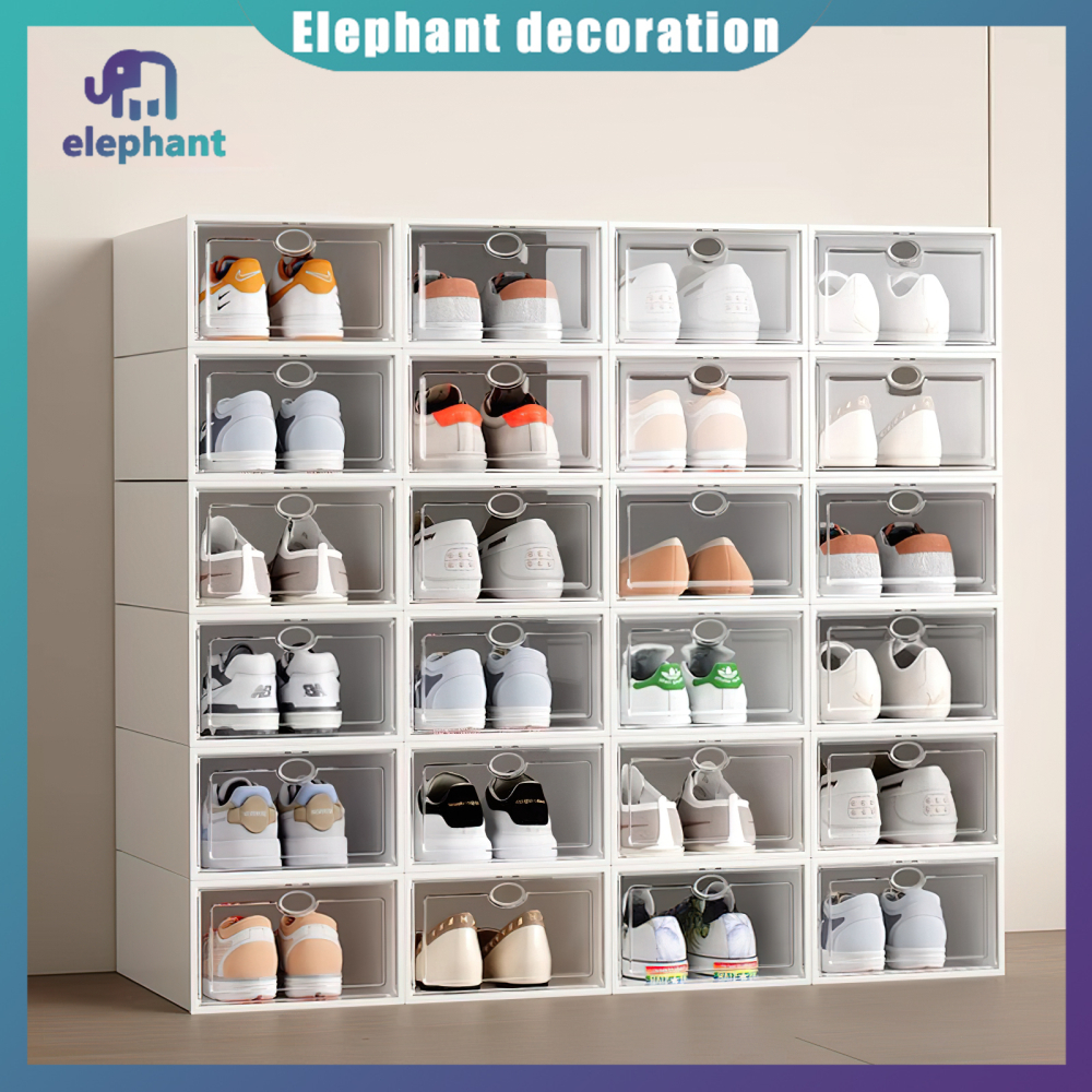 COD 12PCS Large size shoe box shoe rack organizer Transparent ash ...