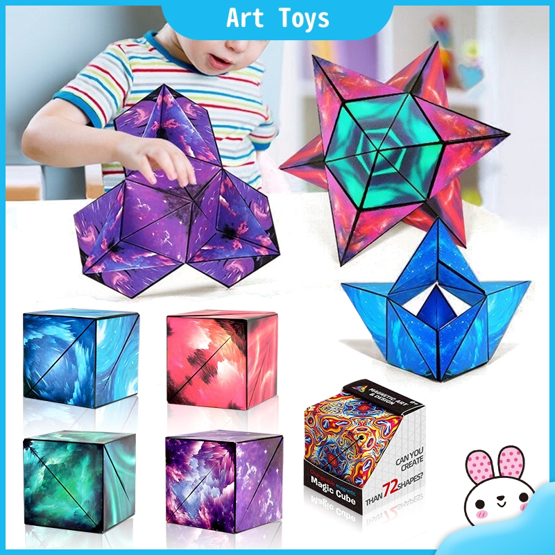 3D Magic Cube Shape Shifting Box Magnetic Fidget Cube Toy Infinity ...