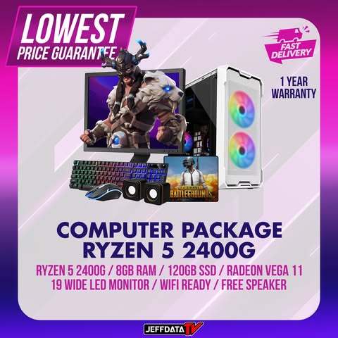 COMPUTER SET AMD RYZEN 5 2400G 3.6GHZ QUADCORE 8GB 120GB 19WIDE FREE ...