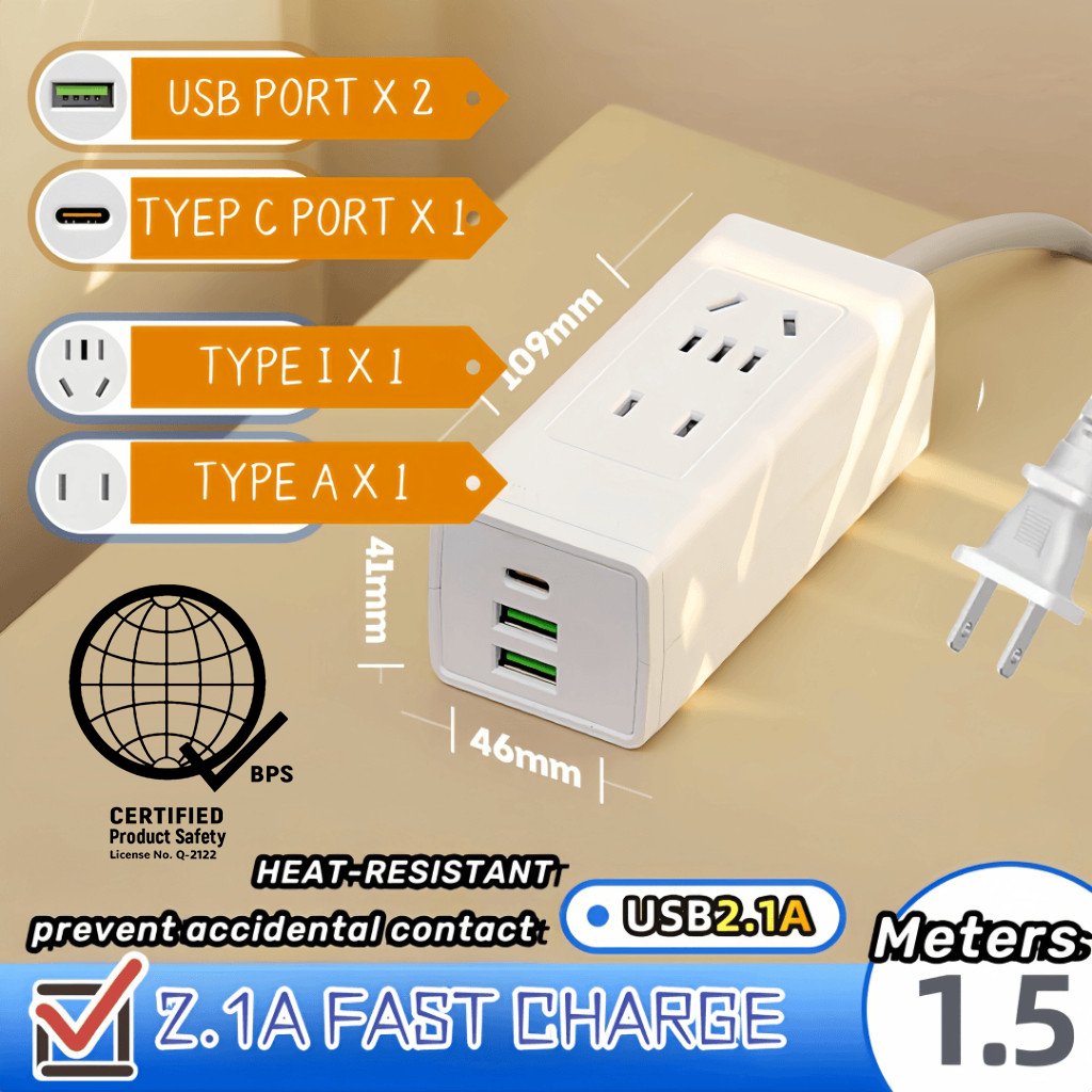 Zeus Portable Socket Hub Extension Multifunction Socket With 2 USB And ...