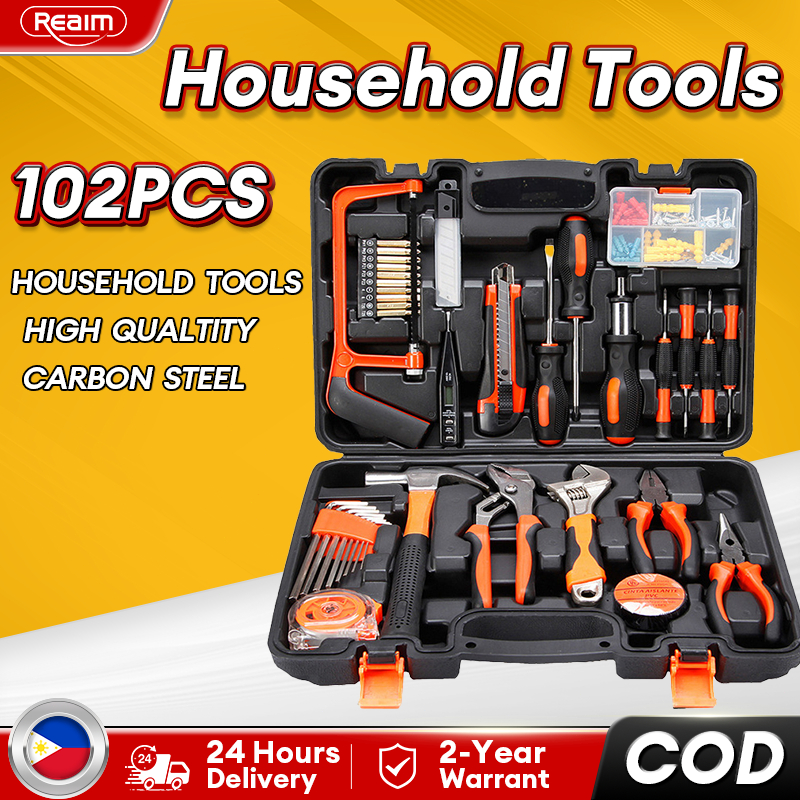 REAIM 102Pcs Tools Set Household Set Professional Hardware Home Repair Set Tool Boxes 62/100 ...