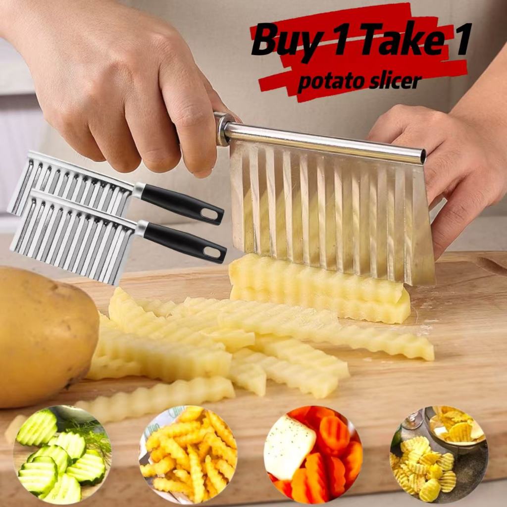 Stainless french fries cutter wave knife for potato slicer shredder ...