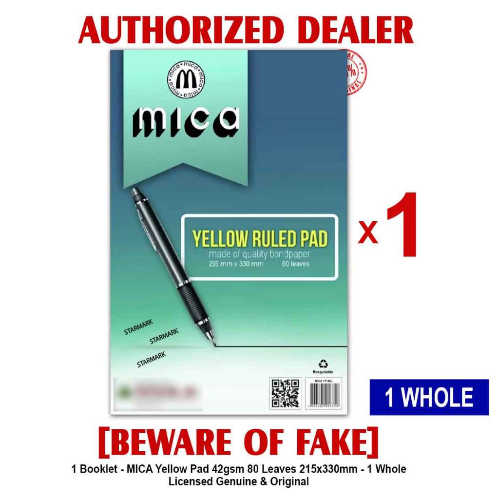 MICA Yellow Pad Pads Paper Papers 1 WHOLE 42gsm 80 Leaves 215x330mm ...