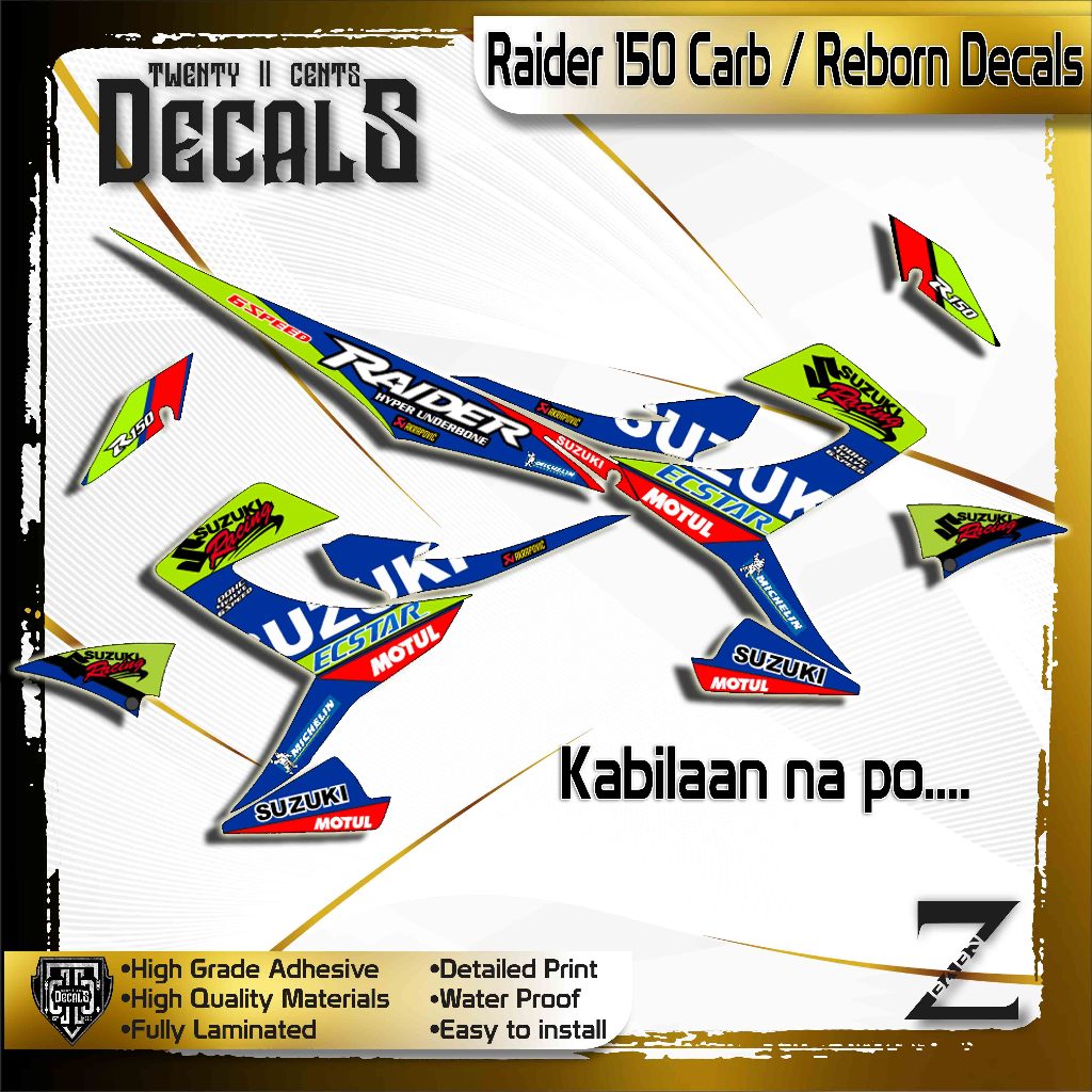 Suzuki raider 150 carb / reborn Decals High-Quality Stickers ecstar ...