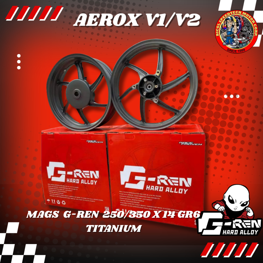 AEROX 155 V1 / V2 MAGS G-REN GR6 250 / 350X14 (CM02RRCRSB) | Shopee ...
