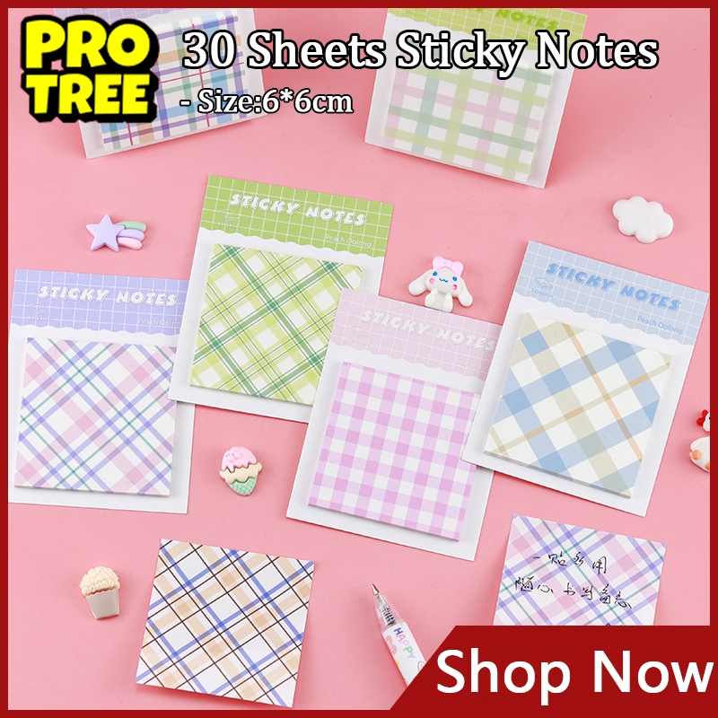 30 Sheets Creative Pastel Checkered Sticky Notes Grid Memo INS 30 ...