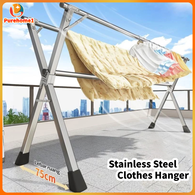 Foldable Sampayan Stainless Steel Clothes Hanger Folding drying rack ...