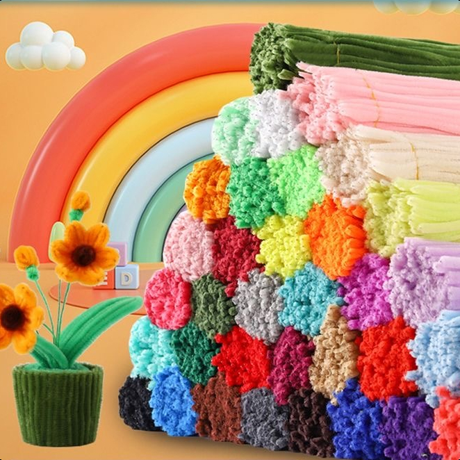 50PCS Fuzzy Wires DIY Craft Stems Colored Pipe Cleaners | Fuzzy ...